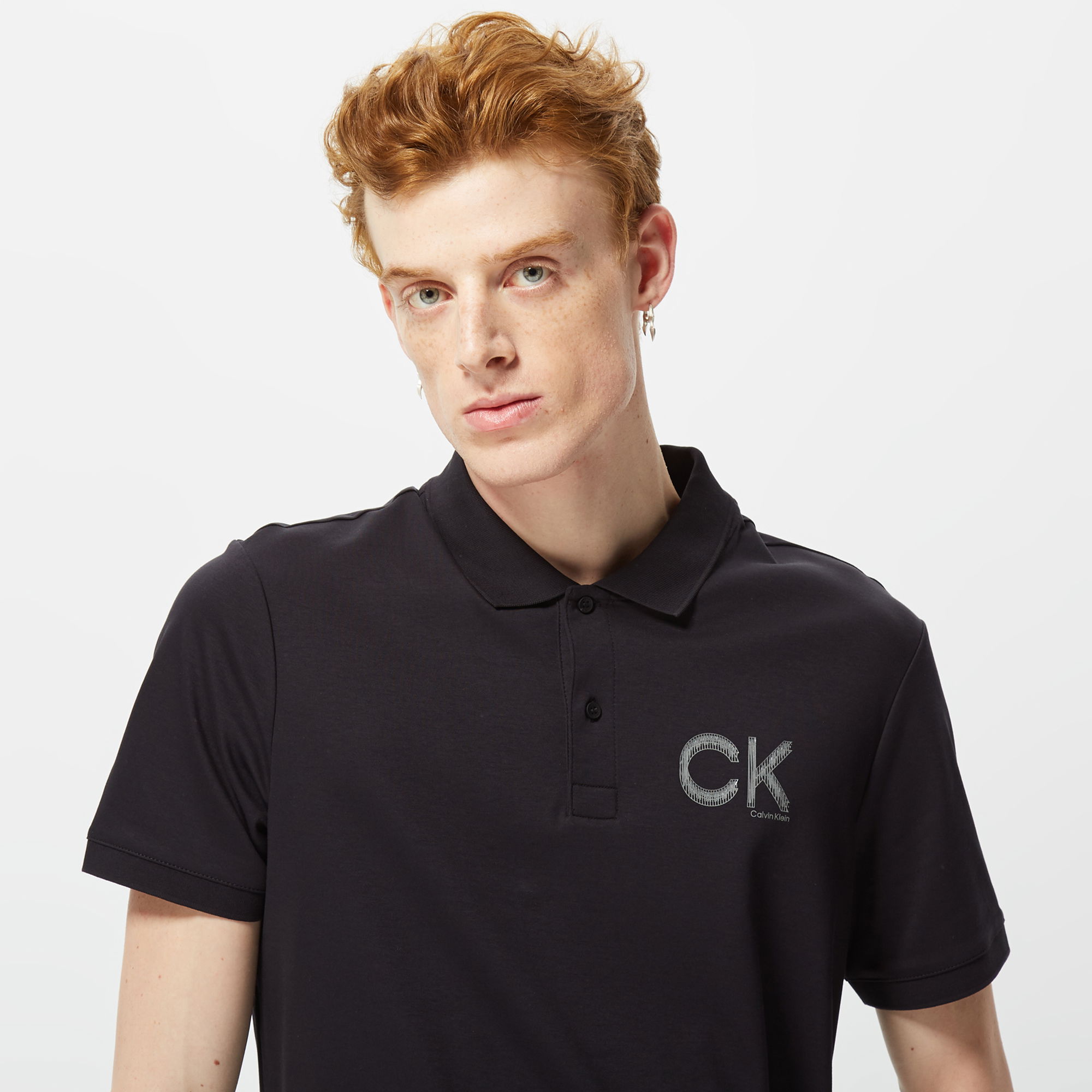 Calvin Klein Striped Chest Logo Erkek Siyah Kısa Kollu Polo Erkek T