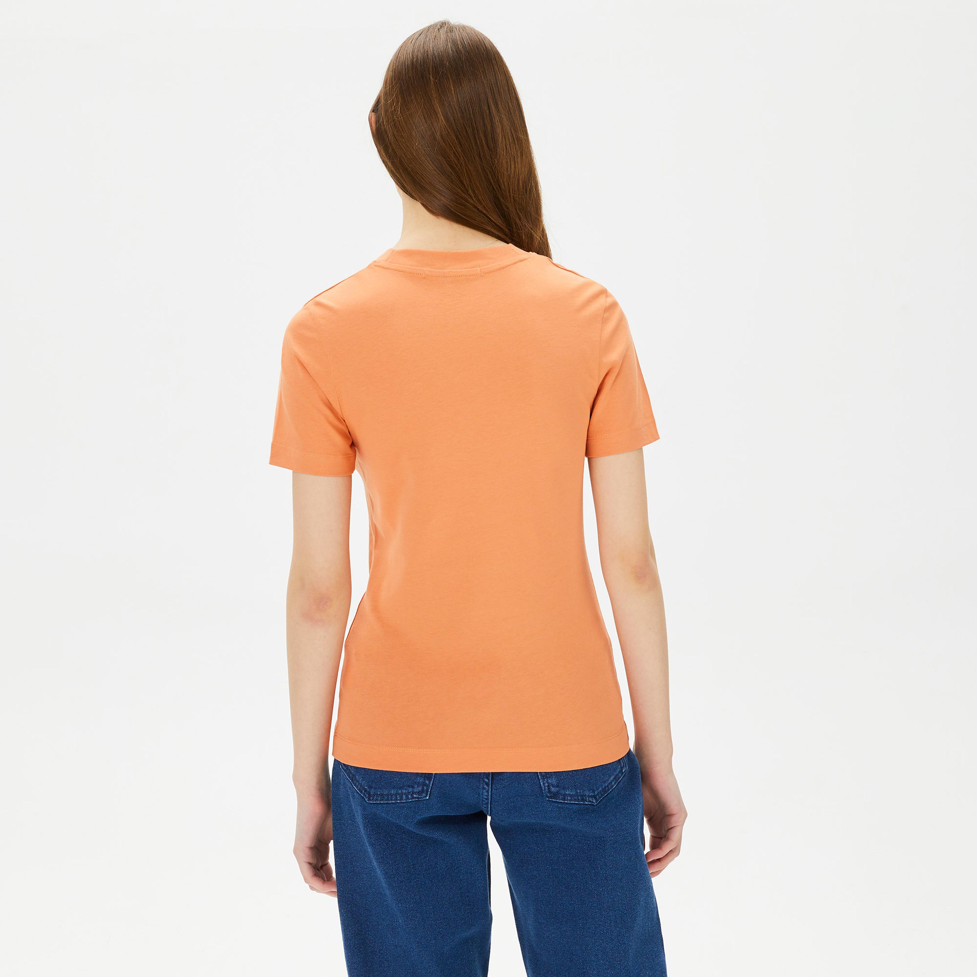 Calvin Klein Jeans Monologo Slim Fit Kadın Turuncu T Shirt Kadin T